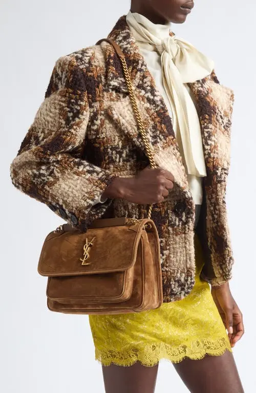 Saint Laurent Medium Suede Shoulder Bag - Caramel Cognac
