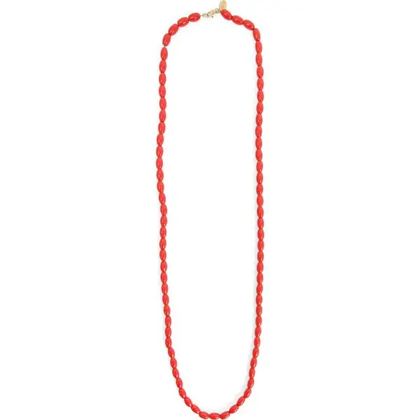 Clare V. Enamel Barrel Chain Necklace - Persimmon