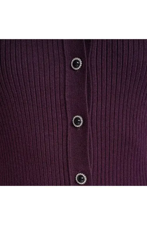 Karl Lagerfeld Paris Ribbed Midi Sweater Dress With Button Details