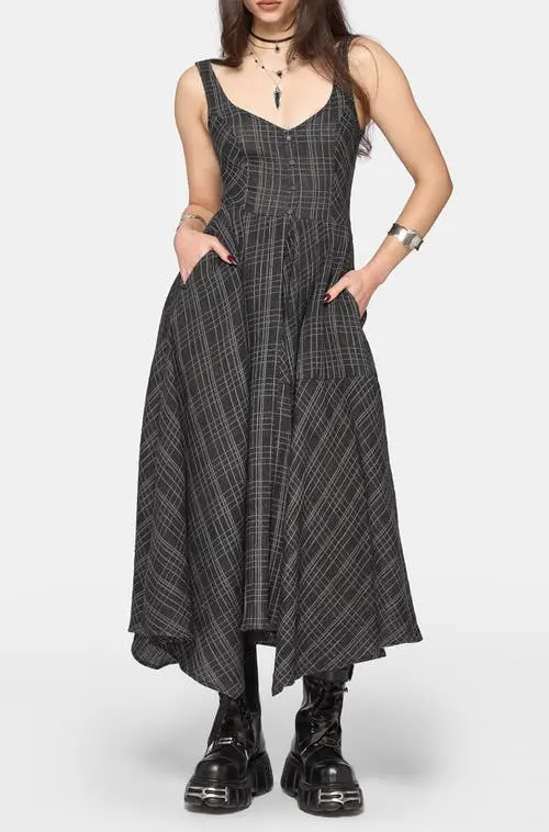 DISTURBIA Caledon Check Gauze Maxi Dress