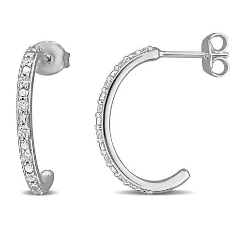 JULIANNA B. Lab-grown Diamond C Hoop Earrings - Sterling Silver