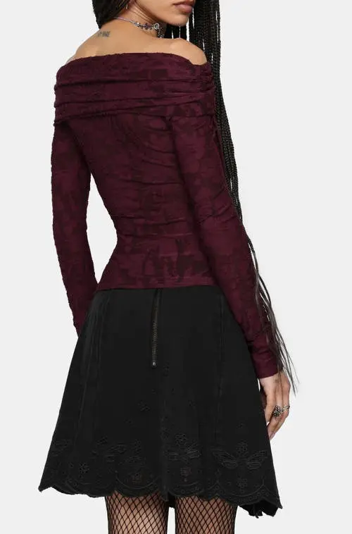 DISTURBIA Ayr Broderie Denim Skirt