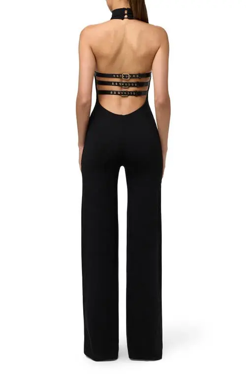 Naked Wardrobe Butter Halter Wide Leg Jumpsuit