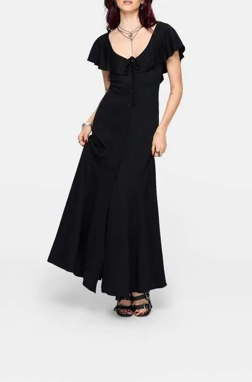DISTURBIA Ruffle Tie Front Maxi Dress