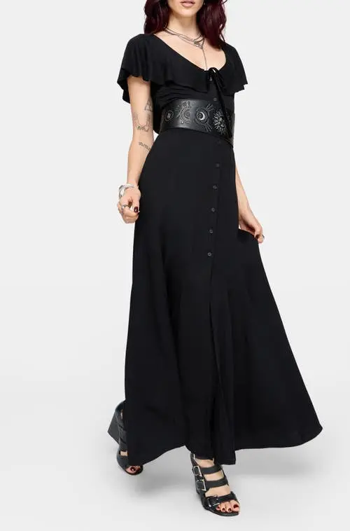 DISTURBIA Ruffle Tie Front Maxi Dress