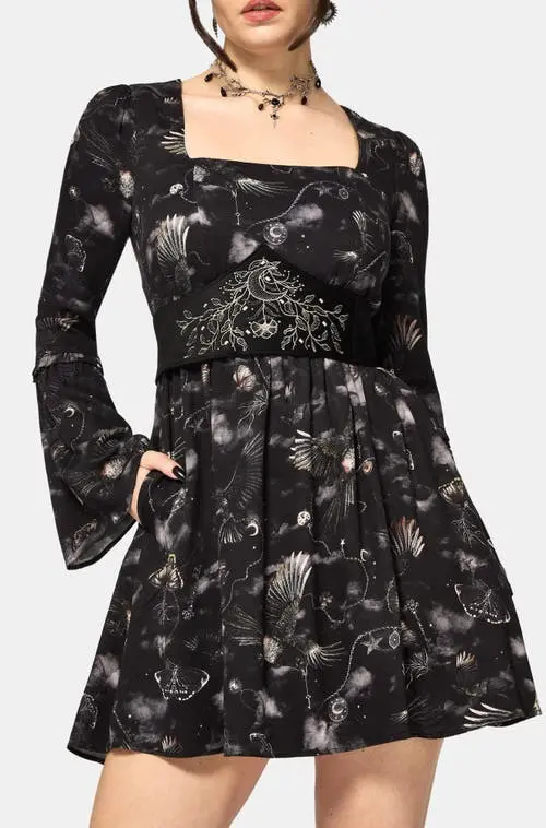 DISTURBIA Crimson Magpie Mini Ruffle Dress