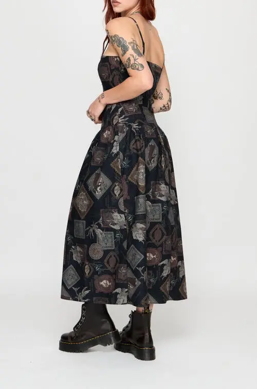 DISTURBIA Kleo Relics Cotton Print Cami Midi Dress