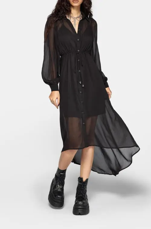 DISTURBIA Eimhir Chiffon High-low Midi Shirt Dress