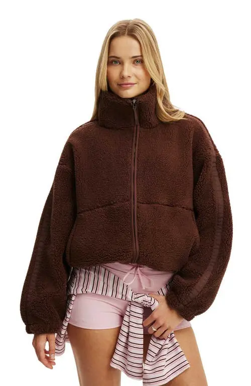 Cotton:on Active Trail Soft Fleece Jacket - Chestnut