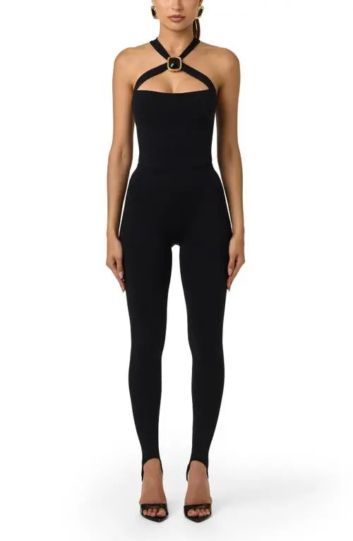Naked Wardrobe Body Flex Cross Front Halter Bodysuit