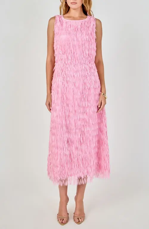 Endless Rose Sleeveless Fringe Midi Dress - Pink