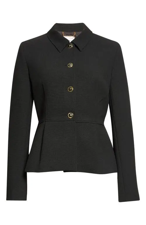 St. John Palais Stretch Suiting Peplum Jacket - Black