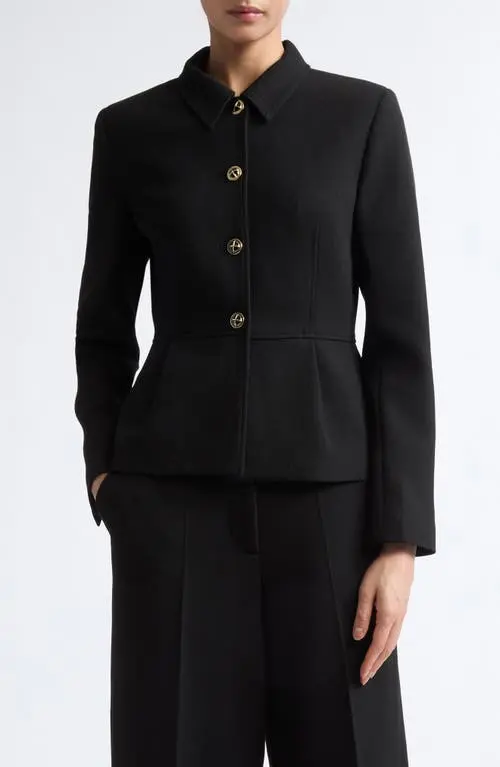 St. John Palais Stretch Suiting Peplum Jacket - Black