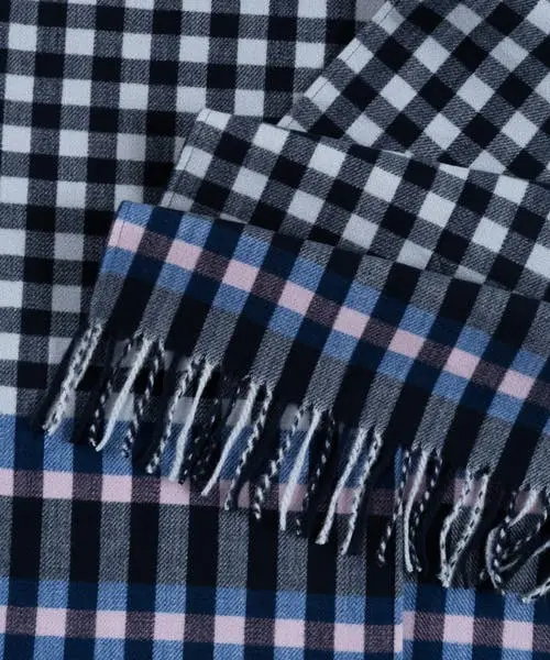 Echo Bordered Check Ruana - Navy