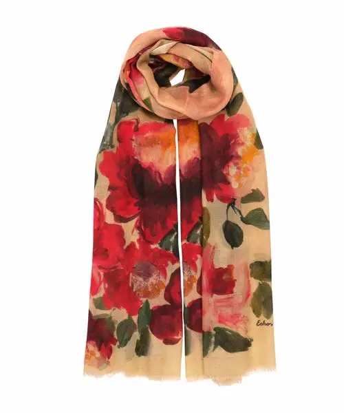 Echo Artists Floral Wrap - Pebble