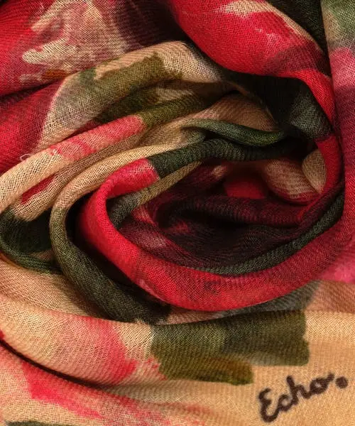 Echo Artists Floral Wrap - Pebble