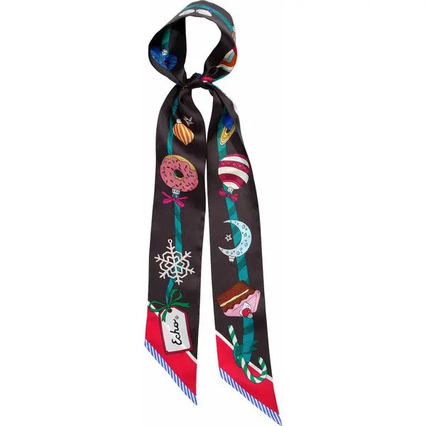 Echo Ornament Collection Silk Ribbon Scarf - Black