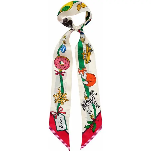 Echo Ornament Collection Silk Ribbon Scarf - Cream
