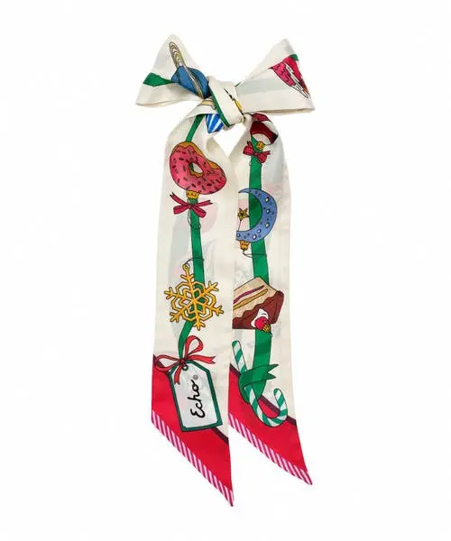 Echo Ornament Collection Silk Ribbon Scarf - Cream