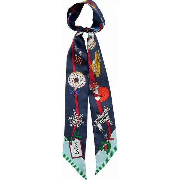 Echo Ornament Collection Silk Ribbon Scarf - Navy