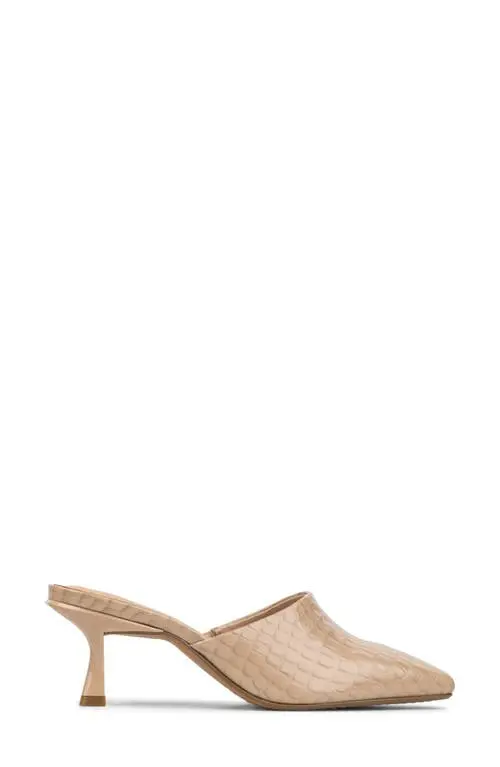 DONALD PLINER Fannie Croc Embossed Leather Heeled Mule