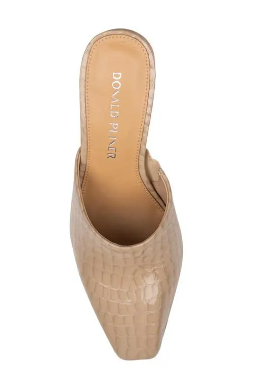 DONALD PLINER Fannie Croc Embossed Leather Heeled Mule