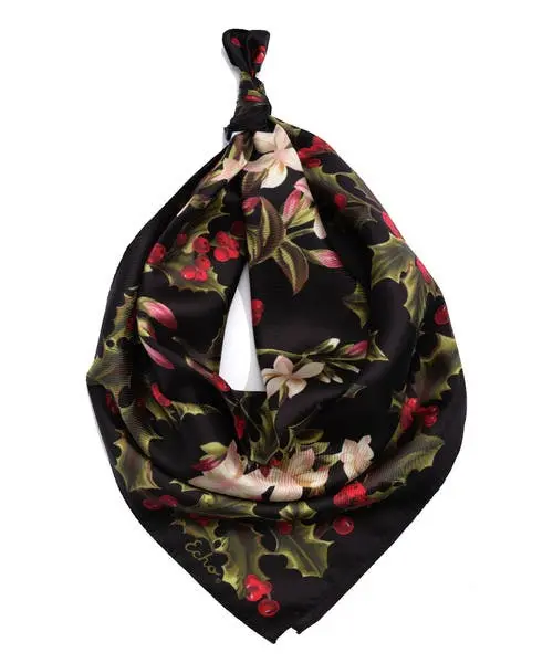 Echo Holly Silk Bandana - Black
