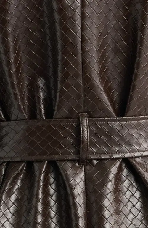 TAHARI ASL Embossed Faux Leather Trench Coat