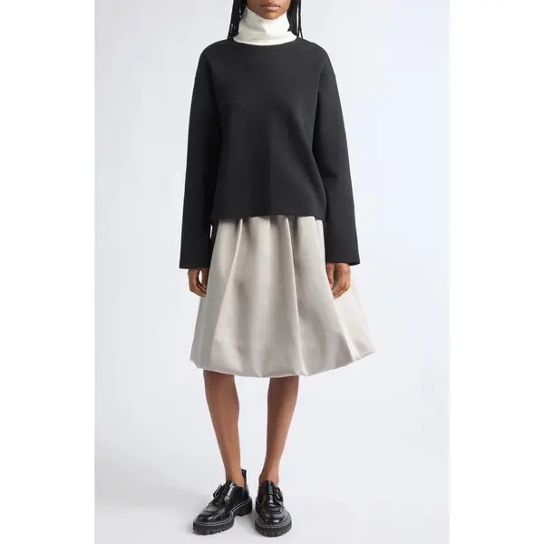 LII Gathered Midi Skirt - Light Grey