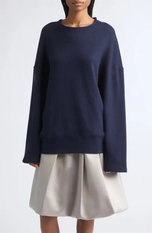 LII Cutout Back Crewneck Sweater - Navy
