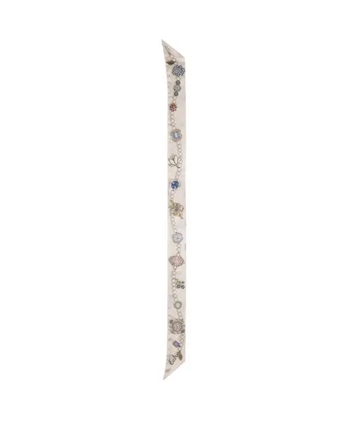 Echo Bejewled Silk Ribbon Scarf - Cream