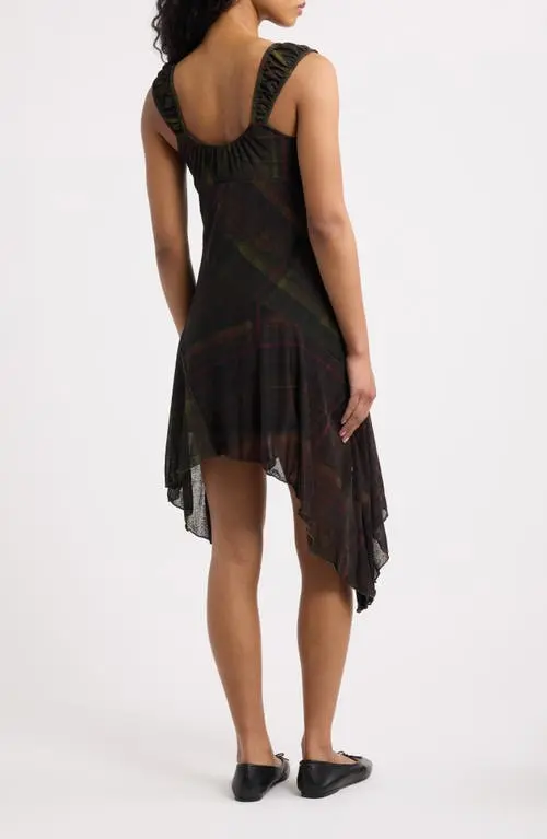 BDG URBAN OUTFITTERS Hallie Plaid Handkerchief Hem Dress
