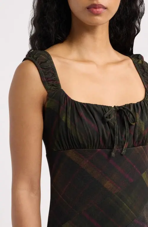 BDG URBAN OUTFITTERS Hallie Plaid Handkerchief Hem Dress