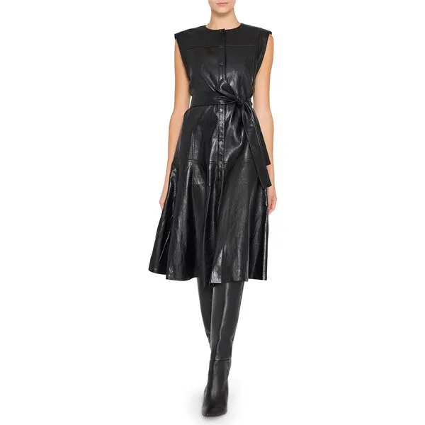Kobi Halperin Brenda Faux Leather Shirtdress - Black