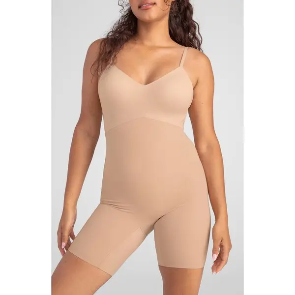 HONEYLOVE Low Back Mid Thigh Shaper Bodysuit - Sand