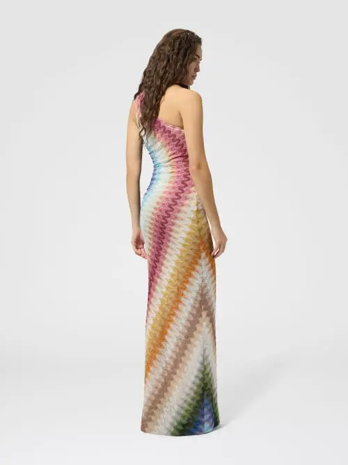 Missoni One-shoulder Long Viscose Lace Dress