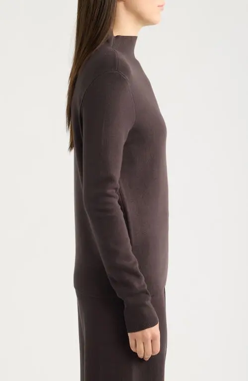 TAHARI ASL Fine-gauge Mock Neck Long Sleeve Sweater - Espresso
