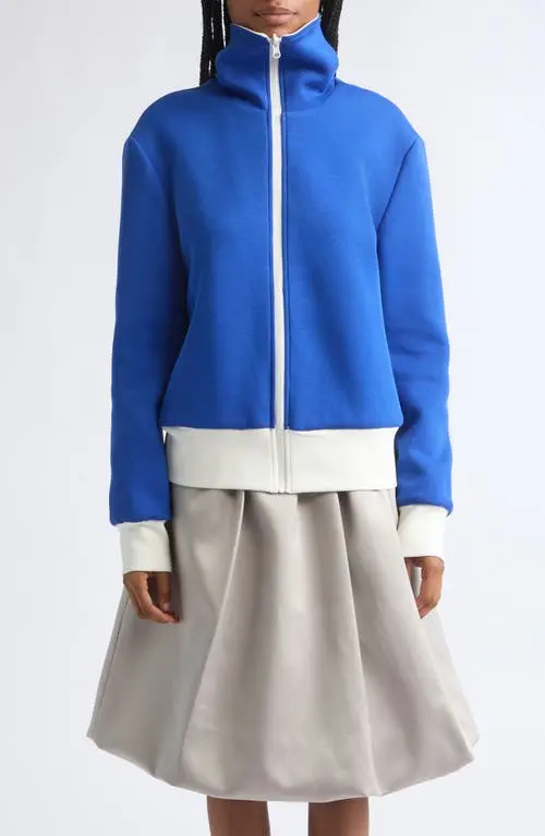 LII Reversible High Neck Jersey Jacket - White/blue