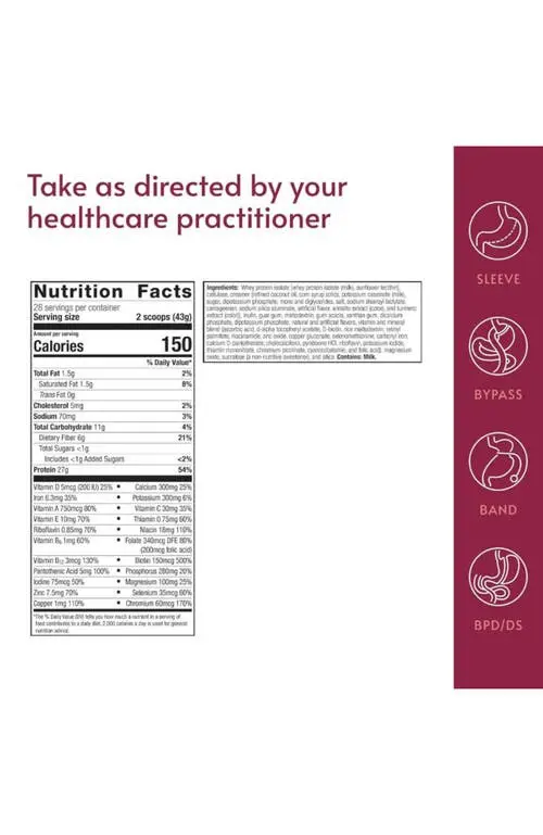 BARIATRIC ADVANTAGE High Protein Whey Isolate Meal Replacement Drink Mix 28 Servings