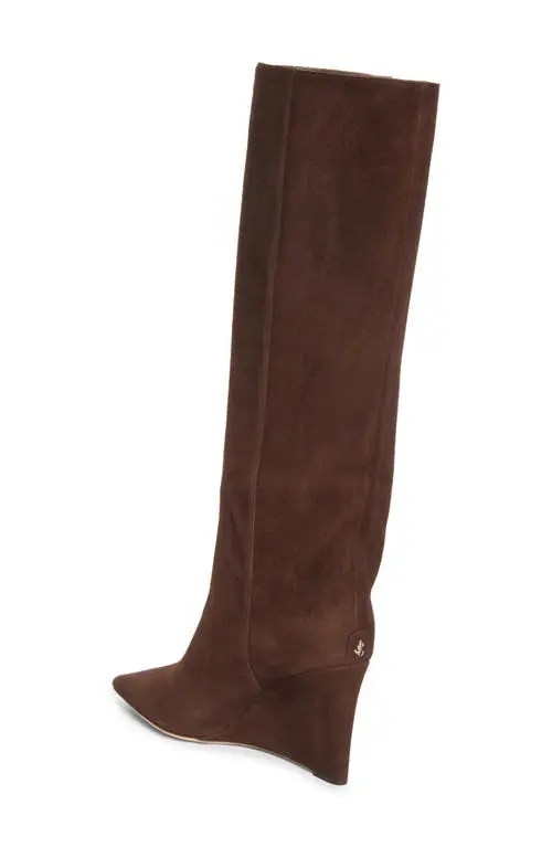 JIMMY CHOO Blake Pointed Toe Knee High Wedge Boot