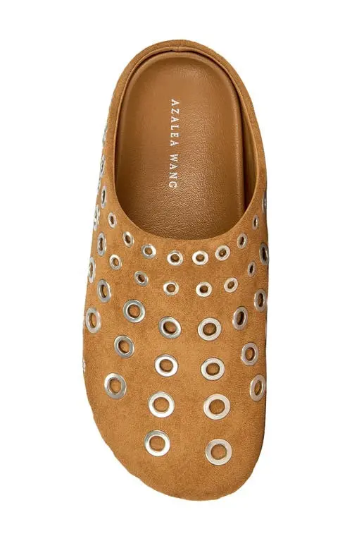 AZALEA WANG Marsha Grommet Faux Leather Flat Mule