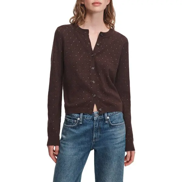 Rag & Bone Archie Embellished Cotton & Cashmere Cardigan