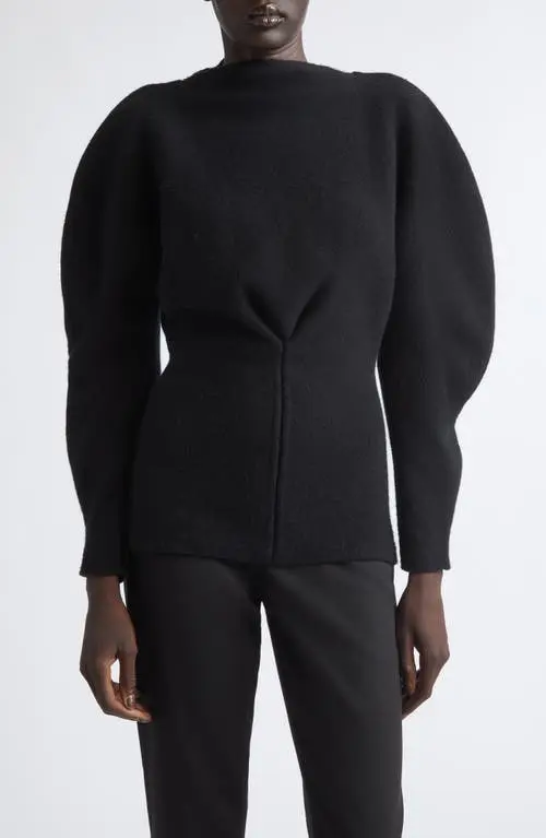 Carolina Herrera Puff Sleeve Wool & Cashmere Sweater - Black