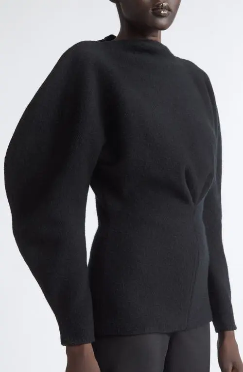 Carolina Herrera Puff Sleeve Wool & Cashmere Sweater
