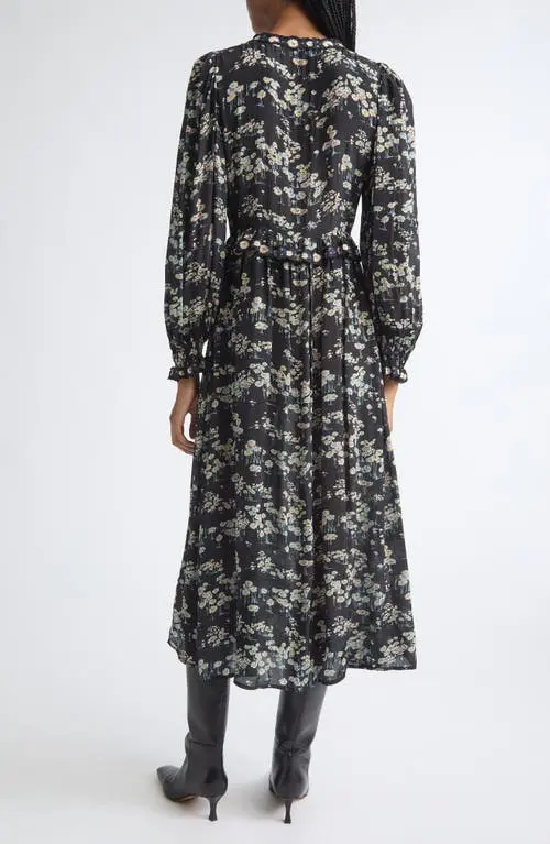 Sea Mona Print V-neck Midi Dress