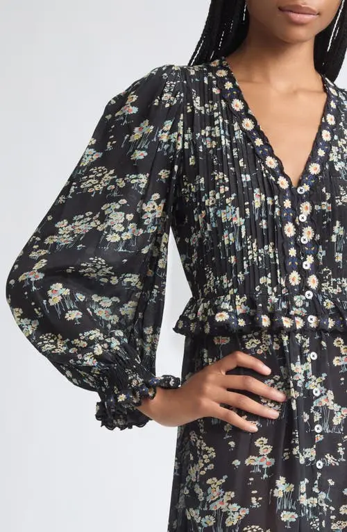 Sea Mona Print V-neck Midi Dress