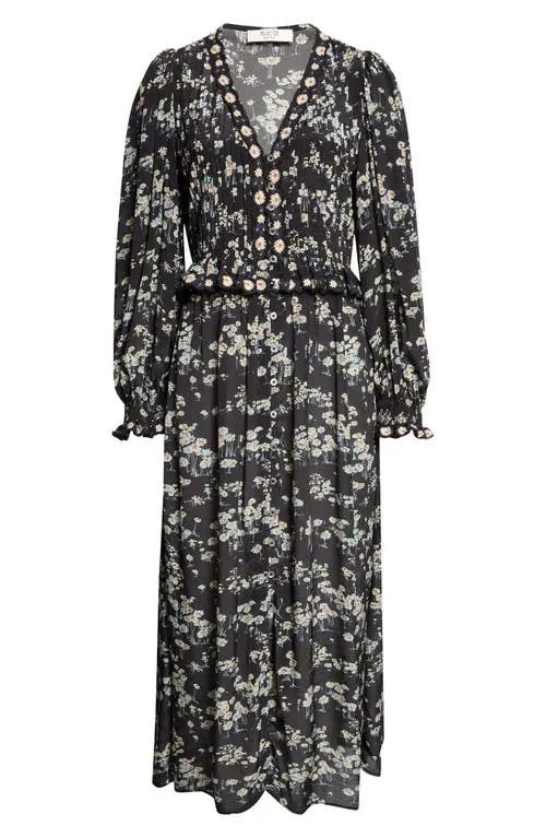 Sea Mona Print V-neck Midi Dress