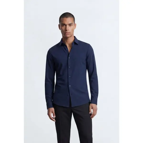 TWISTED TAILOR Noah Jersey Shirt - Navy