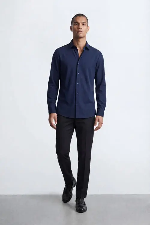 TWISTED TAILOR Noah Jersey Shirt - Navy