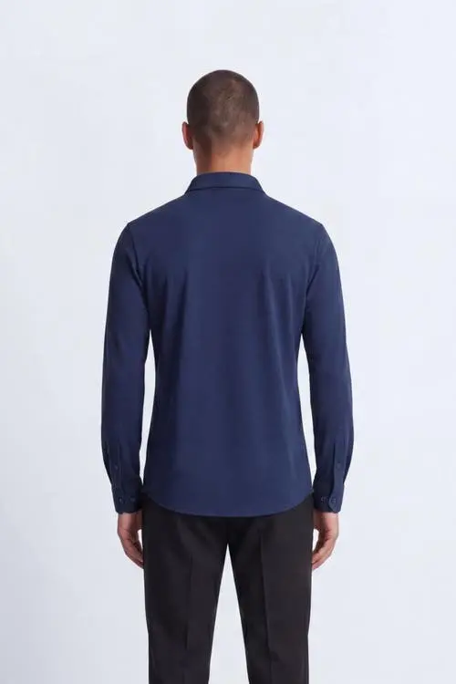 TWISTED TAILOR Noah Jersey Shirt - Navy